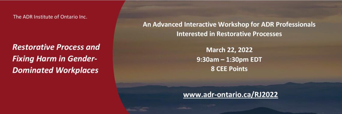 Restorative Process and Fixing Harm in Gender-Dominated Workplaces ...