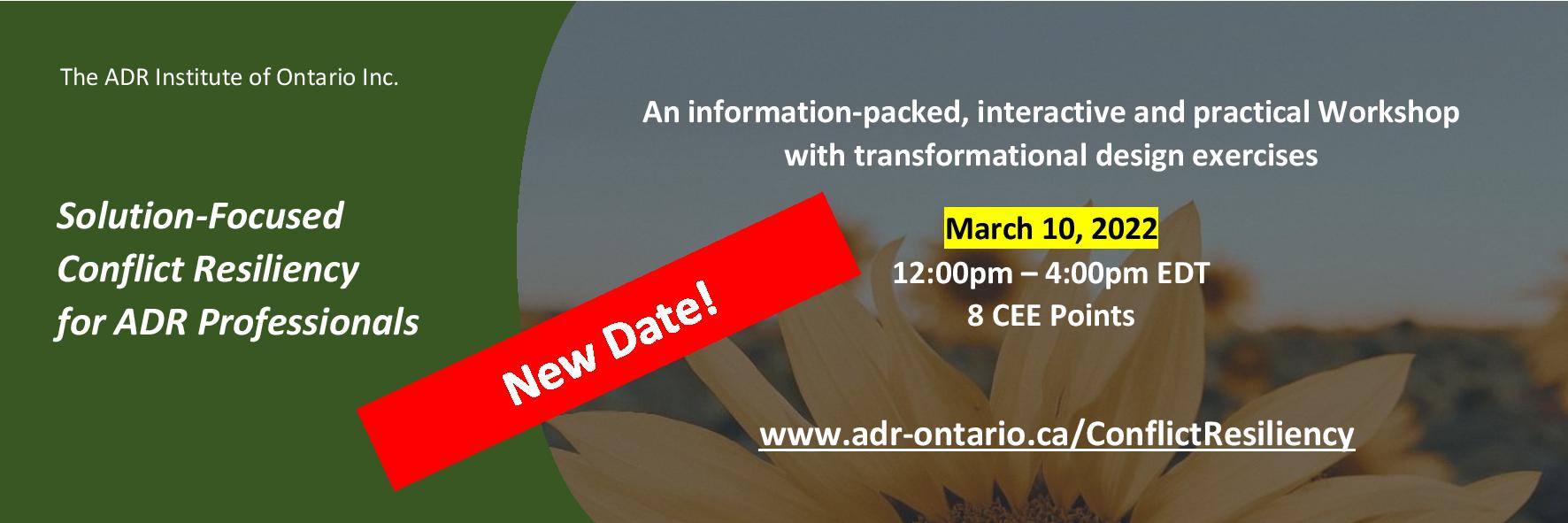 Solution-Focused Conflict Resiliency Workshop – The ADR Institute of ...